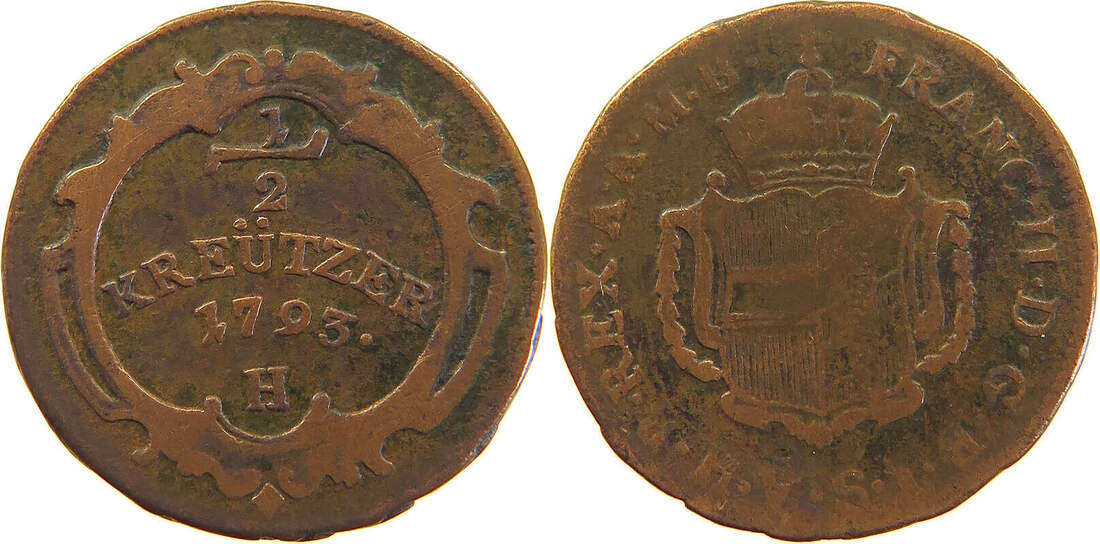 HAUS HABSBURG 1/2 KREUZER 1793 H FRANZ II. 1792-1835 SELTEN S | MA-Shops