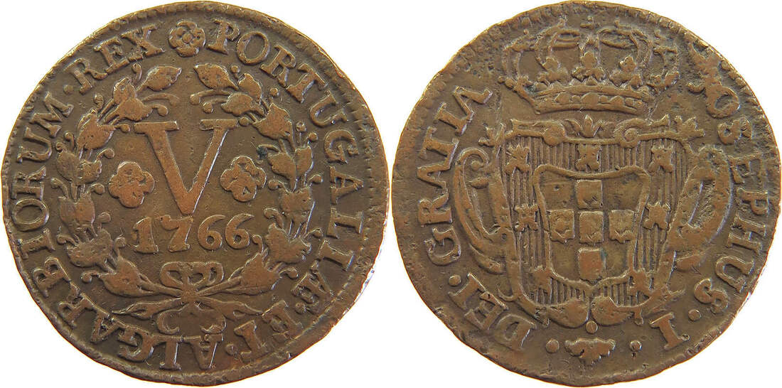 PORTUGAL 5 REIS 1766 JOSE I. (1750-1777) SS | MA-Shops