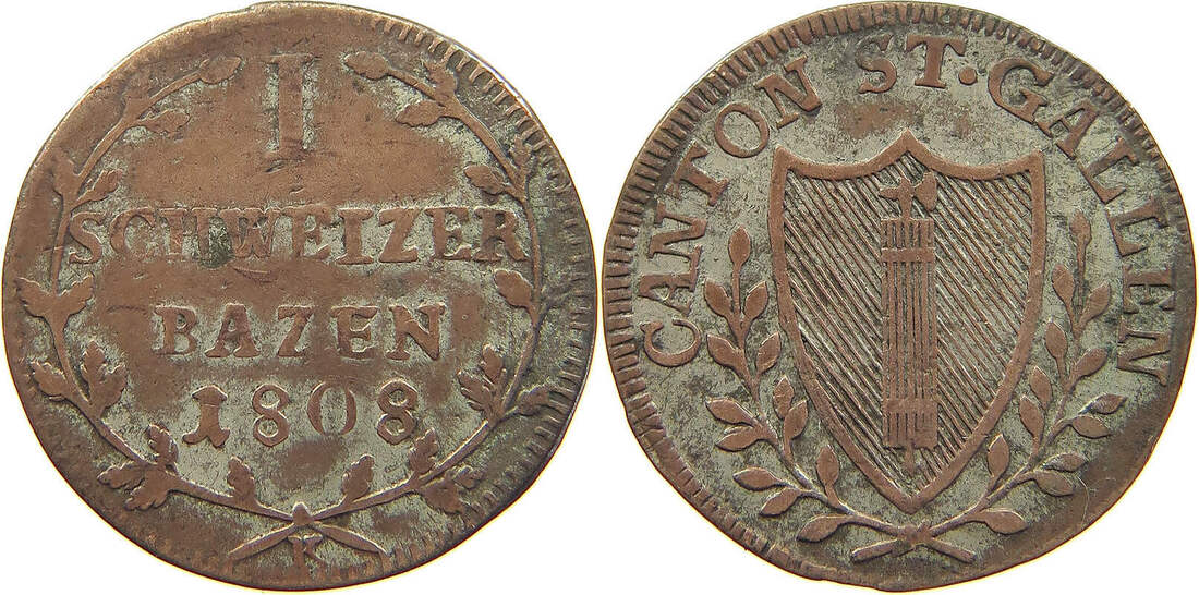 SCHWEIZ ST. GALLEN BATZEN 1808 SS- | MA-Shops