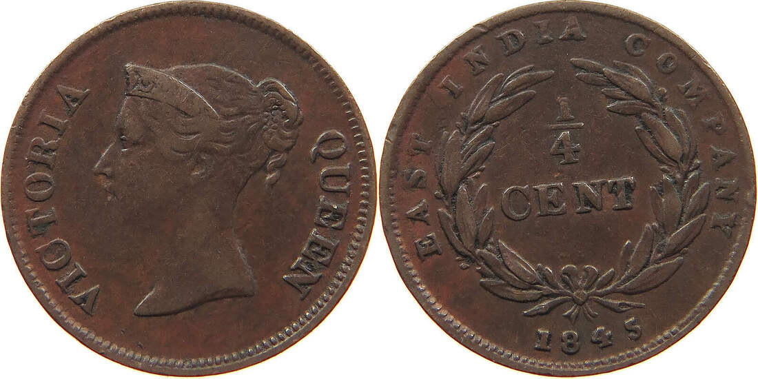 STRAITS SETTLEMENTS 1/4 CENT 1845 Victoria 1837-1901 SS | MA-Shops