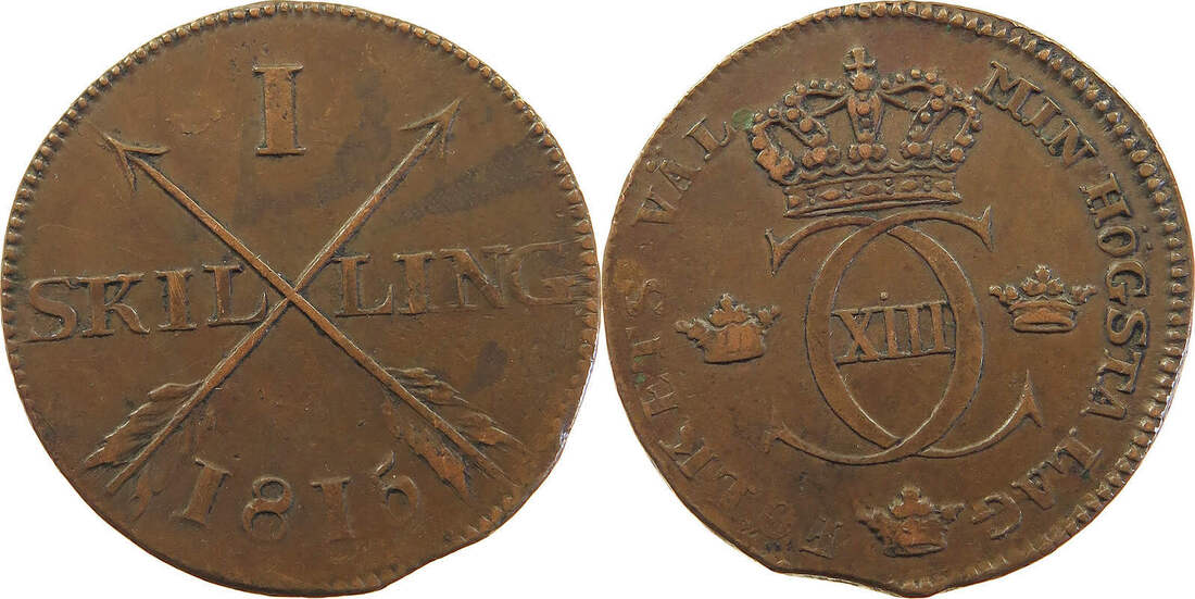 SWEDEN SKILLING 1815 Karl XIII. 1809-1818. SS | MA-Shops