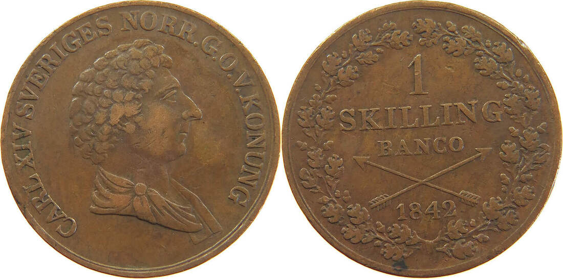SWEDEN SKILLING 1842 Karl XIV. Johan (1818-1844) SS | MA-Shops