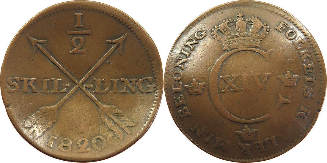 SWEDEN 1/2 SKILLING 1820 Karl XIV. Johan (1818-1844) SS | MA-Shops