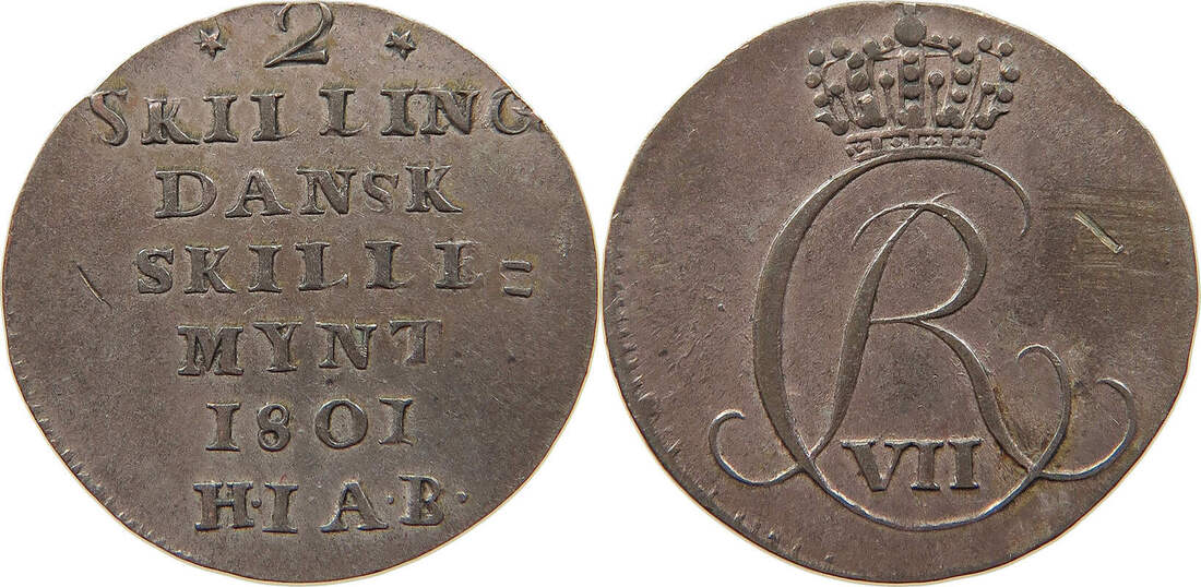 DENMARK 2 SKILLING 1801 Christian VII. (1766-1808) SS | MA-Shops