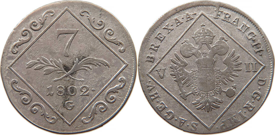 HAUS HABSBURG 7 KREUZER 1802 G FRANZ II. 1792-1835 SS | MA-Shops