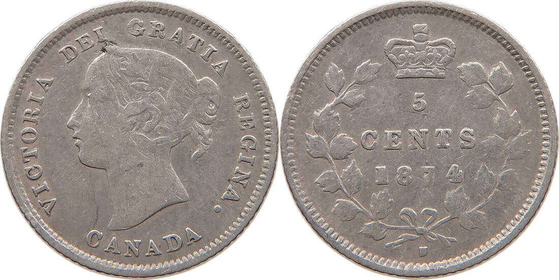 CANADA 5 CENTS 1874 H Victoria 1837-1901 SS | MA-Shops
