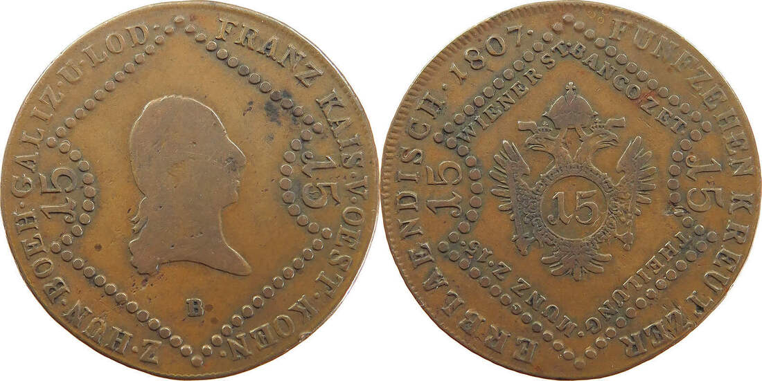 HAUS HABSBURG 15 KREUZER 1807 B FRANZ II. 1792-1835 SS | MA-Shops
