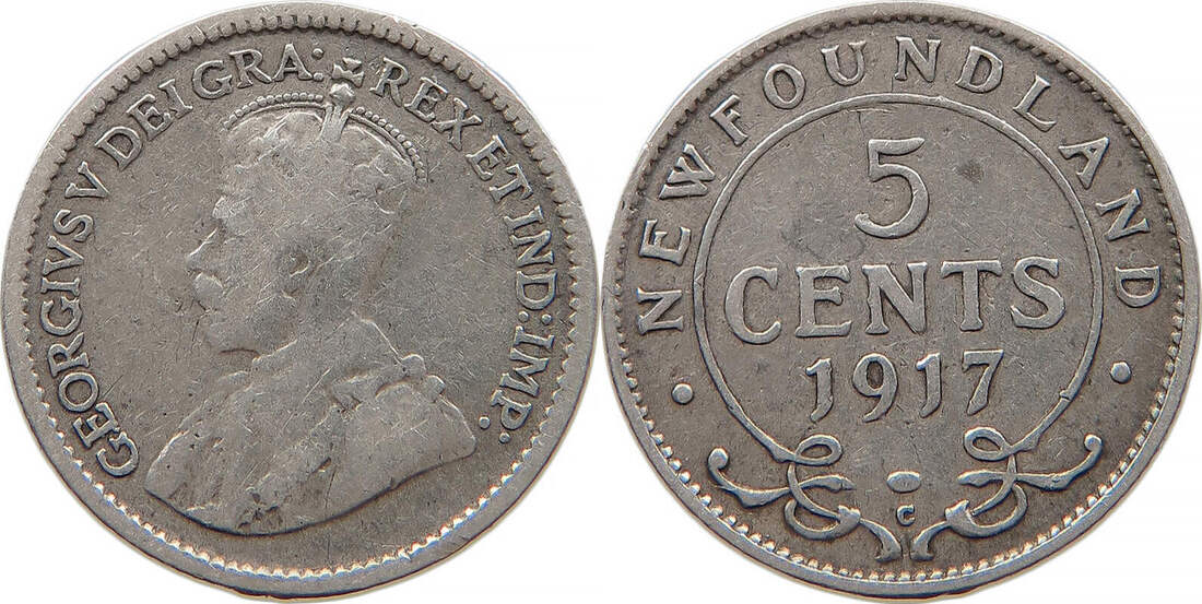 CANADA NEWFOUNDLAND 5 CENTS 1917 George V. (1910-1936) SS | MA-Shops
