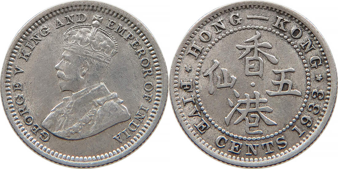 HONG KONG 5 CENTS 1933 George V. (1910-1936) VZ | MA-Shops