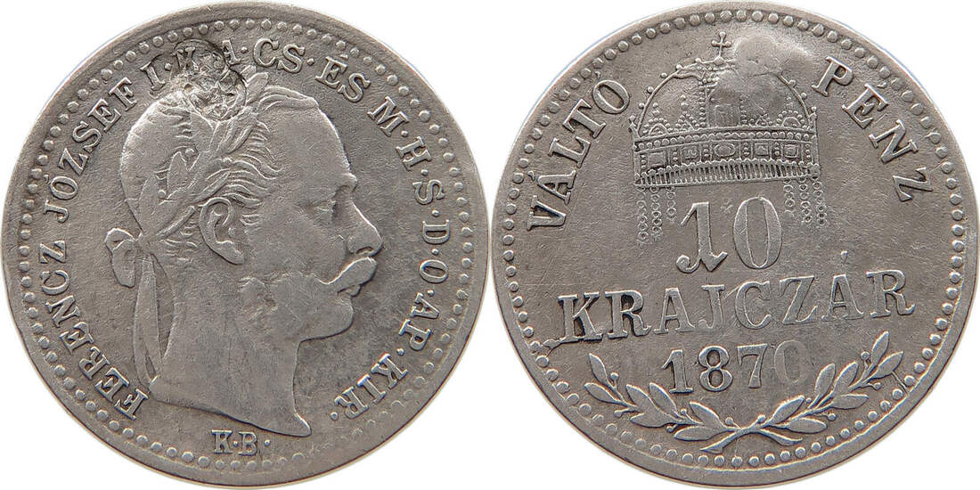 HAUS HABSBURG 10 KRAJCZÁR 1870 KB Franz Joseph I. 1848-1916 S-SS | MA-Shops