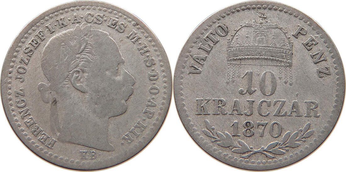 HAUS HABSBURG 10 KRAJCZÁR 1870 KB Franz Joseph I. 1848-1916 S | MA-Shops