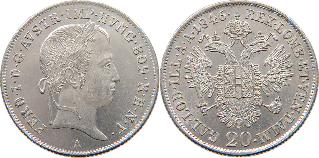 Haus Habsburg 20 Kreuzer 1846 A Ferdinand I. (1835-1848) vz+ | MA-Shops