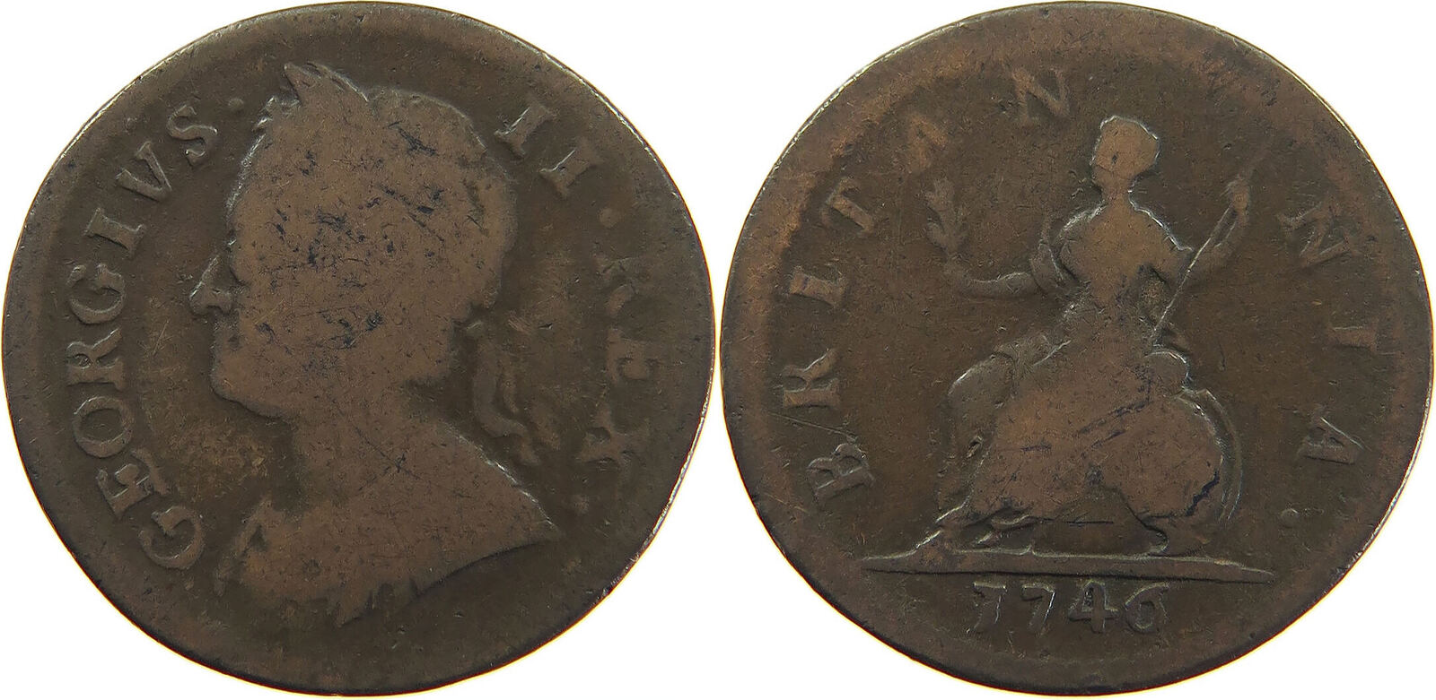 GREAT BRITAIN FARTHING 1746 George II. 1727-1760. S | MA-Shops