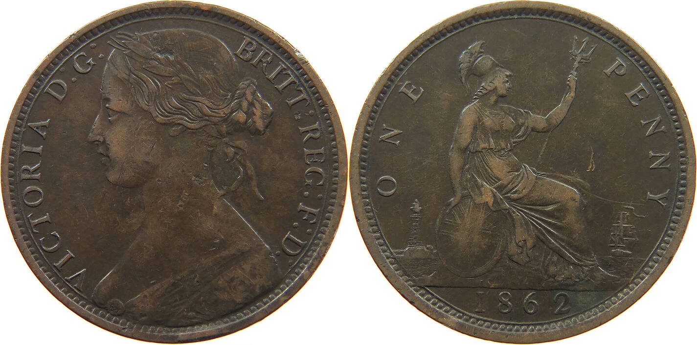GREAT BRITAIN PENNY 1862 Victoria 1837-1901 SS | MA-Shops