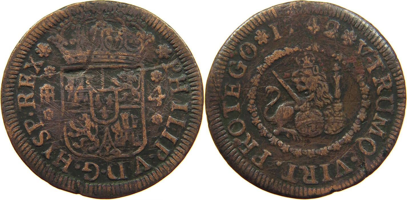 SPAIN 4 MARAVEDIS 1742 Felipe V. (1700-1746) S | MA-Shops