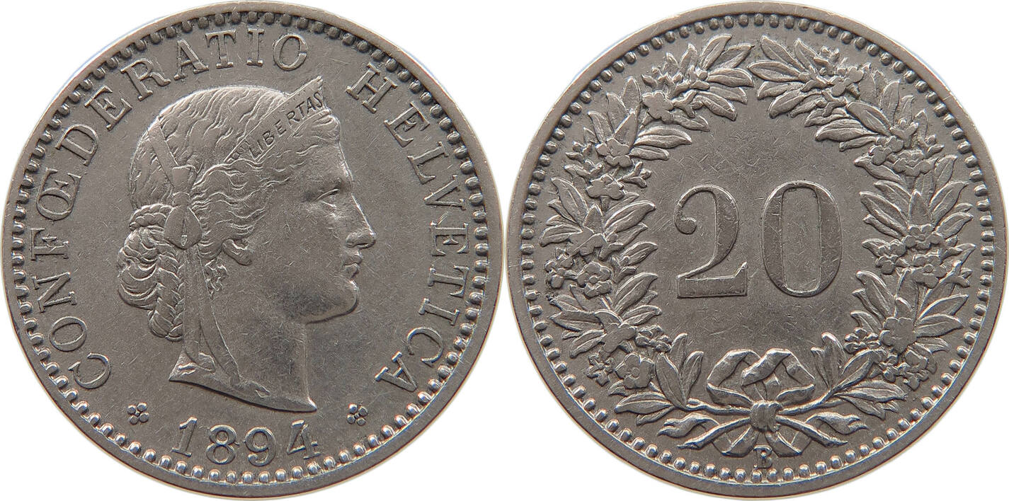 SWITZERLAND 20 RAPPEN 1894 SS | MA-Shops