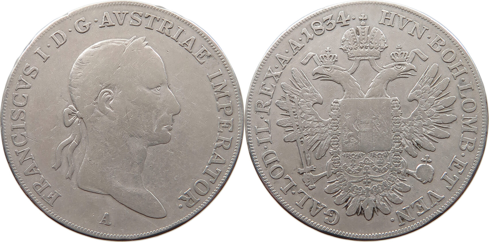 HAUS HABSBURG 1/2 TALER 1834 A FRANZ II. 1792-1835 S-SS | MA-Shops