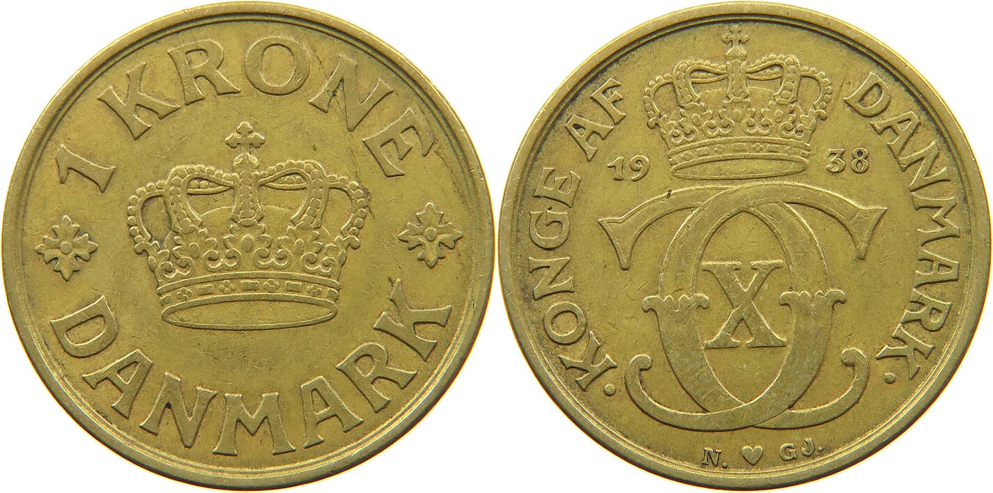DENMARK 1 KRONE 1938 CHRISTIAN X. (1912-1947) SS | MA-Shops
