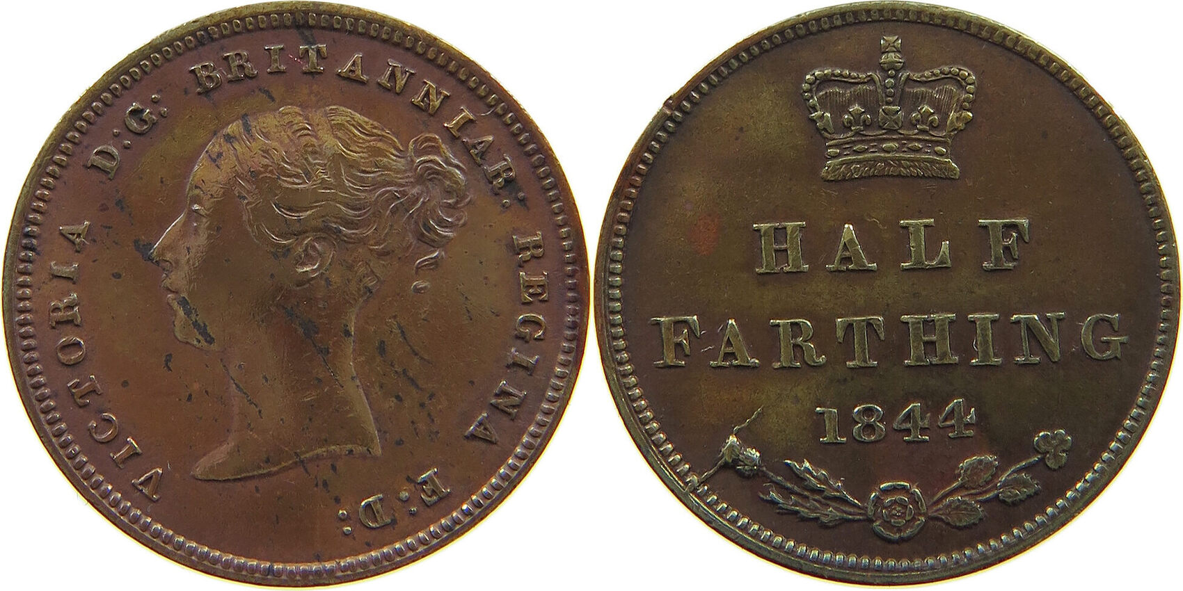 GREAT BRITAIN 1/2 FARTHING 1844 VICTORIA (1837-1901) SS-VZ | MA-Shops