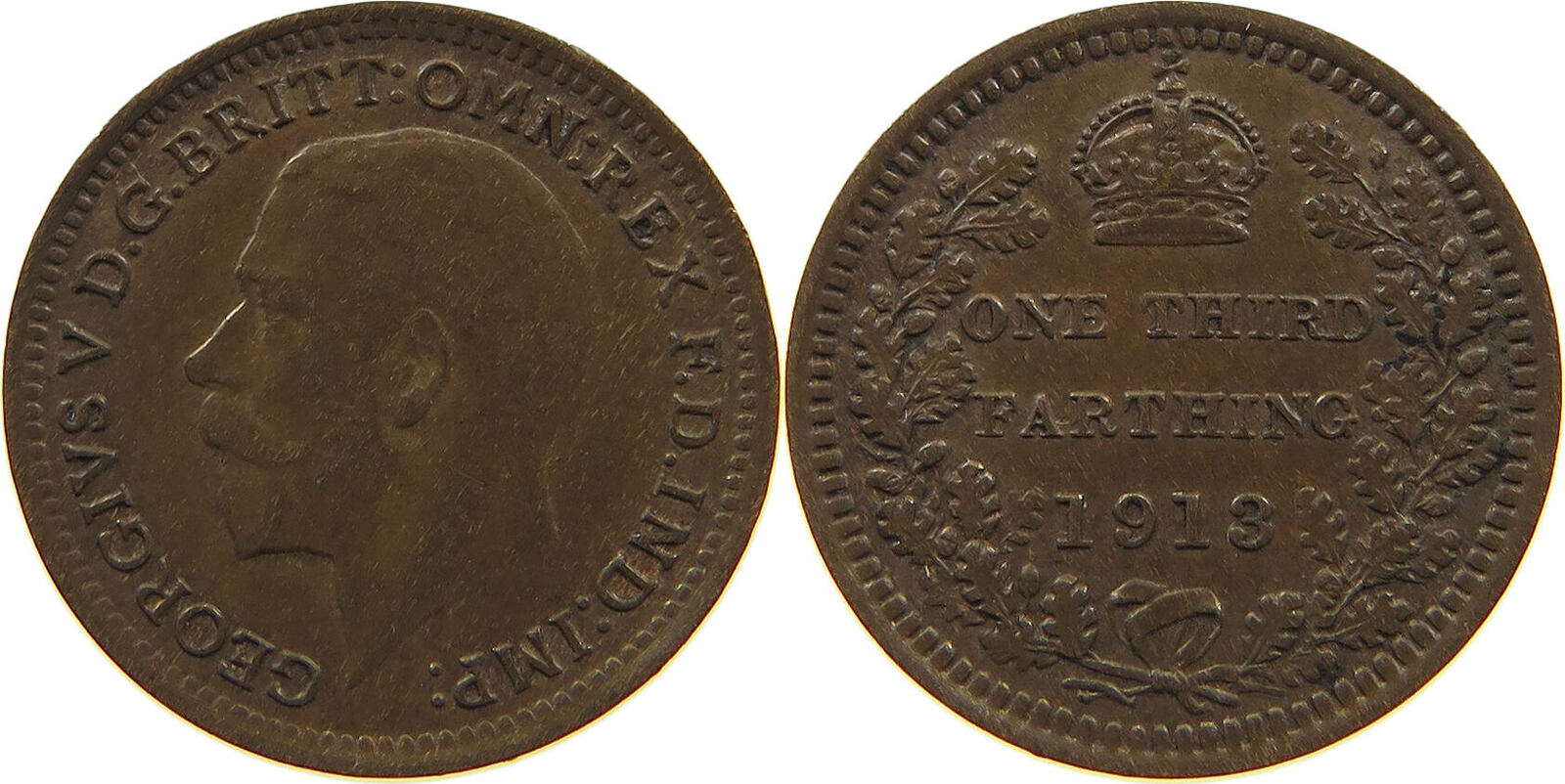 GREAT BRITAIN 1/3 FARTHING 1913 GEORGE V. (1910-1936) VZ | MA-Shops