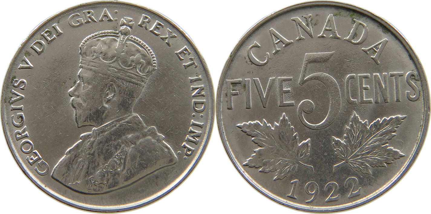 CANADA 5 CENTS 1922 GEORGE V. (1910-1936) SS | MA-Shops