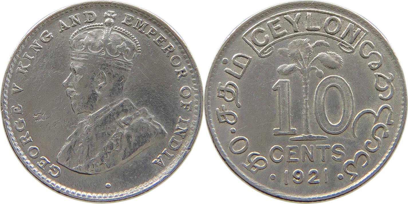 CEYLON 10 CENTS 1921 GEORGE V. (1910-1936) SS | MA-Shops