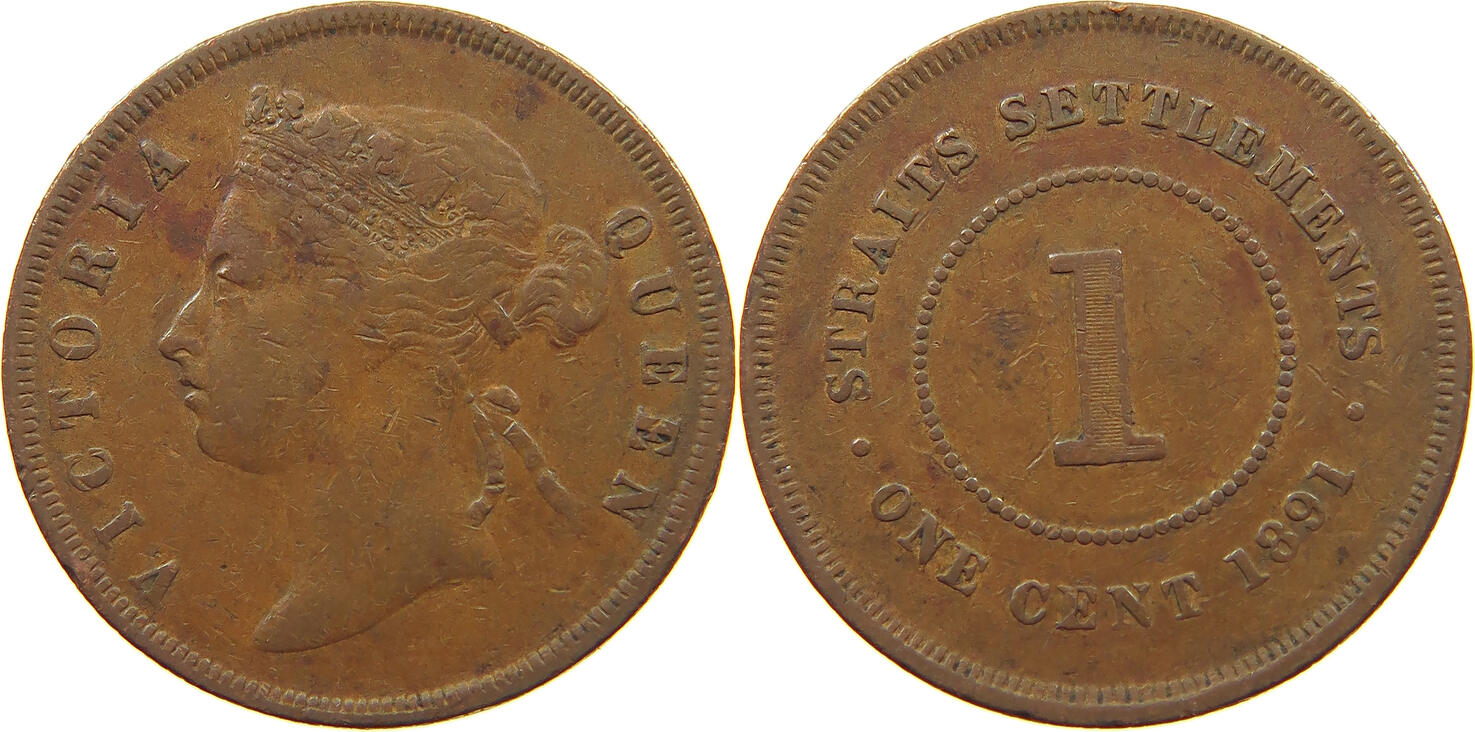 STRAITS SETTLEMENTS CENT 1891 Victoria 1837-1901 SS | MA-Shops