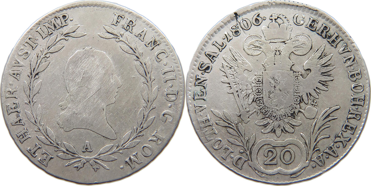 HAUS HABSBURG 20 KREUZER 1806 A FRANZ II. 1792-1835 SS- | MA-Shops