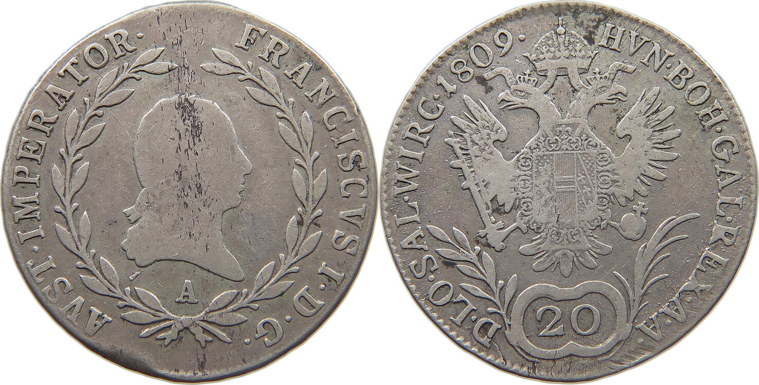 HAUS HABSBURG 20 KREUZER 1809 A FRANZ II. 1792-1835 S | MA-Shops