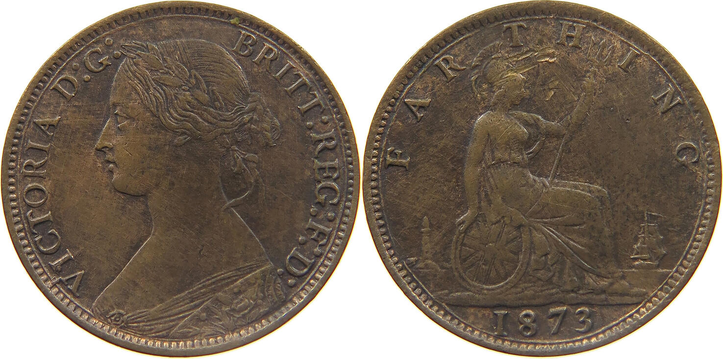 GREAT BRITAIN FARTHING 1873 Victoria 1837-1901 SS | MA-Shops