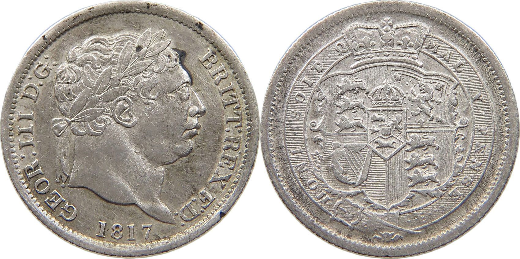 GREAT BRITAIN SHILLING 1817 GEORGE III. 1760-1820 SS | MA-Shops