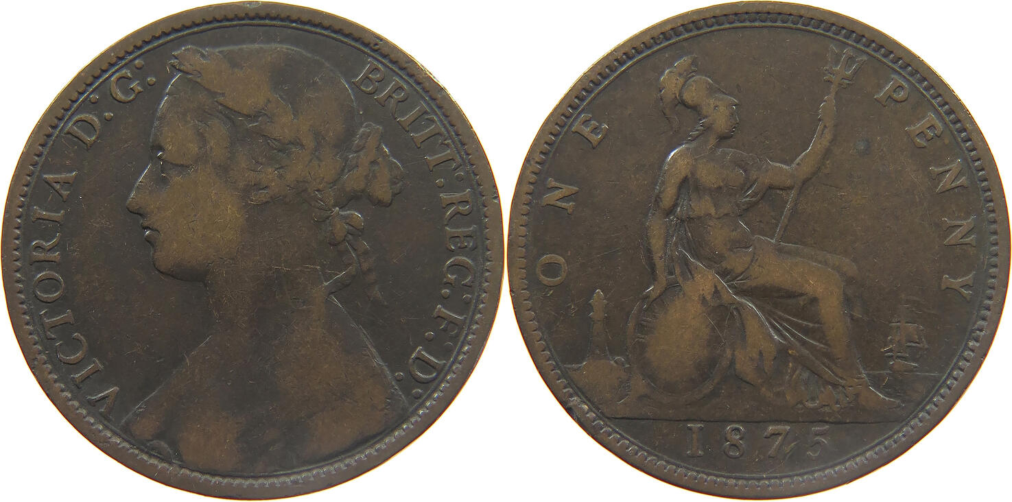 GREAT BRITAIN PENNY 1875 Victoria 1837-1901 S-SS | MA-Shops