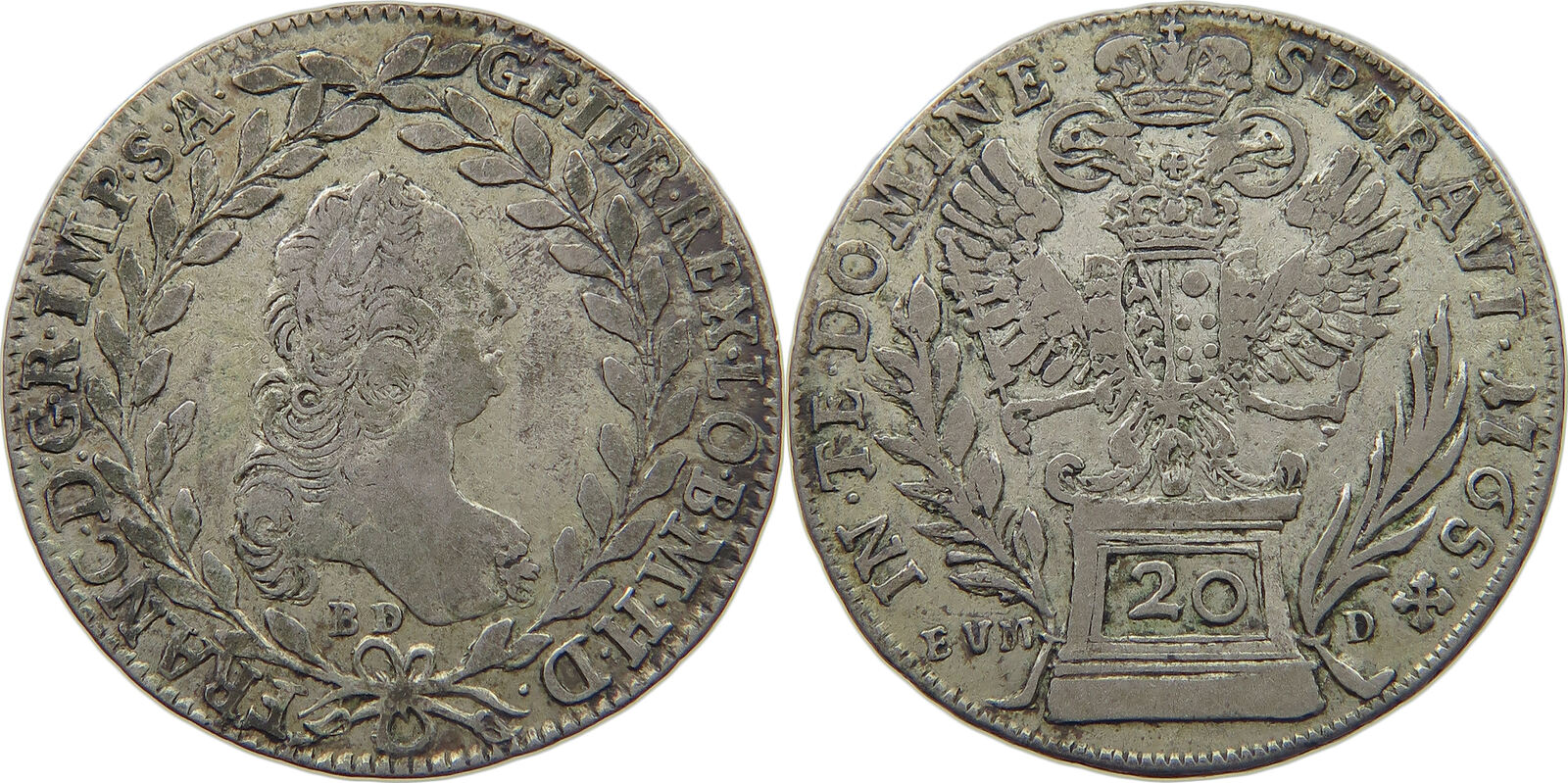 HAUS HABSBURG 20 KREUZER 1765 KREMNITZ BD Franz I. (1745-1765) SS | MA-Shops