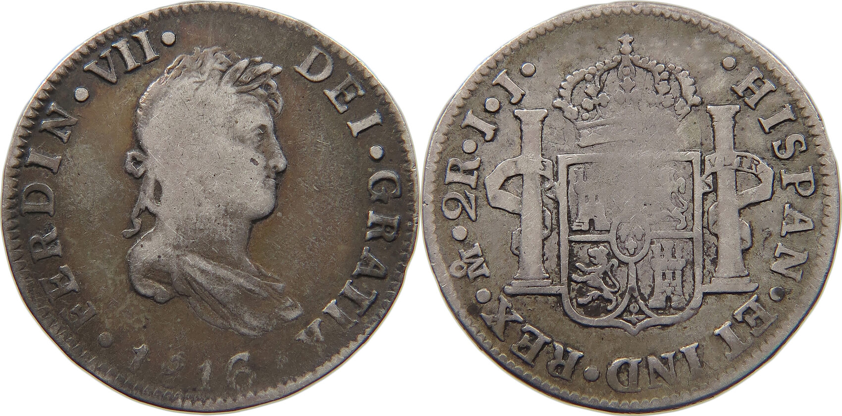 MEXICO 2 REALES 1816 JJ Ferdinand VII (1808-1833) S-SS | MA-Shops