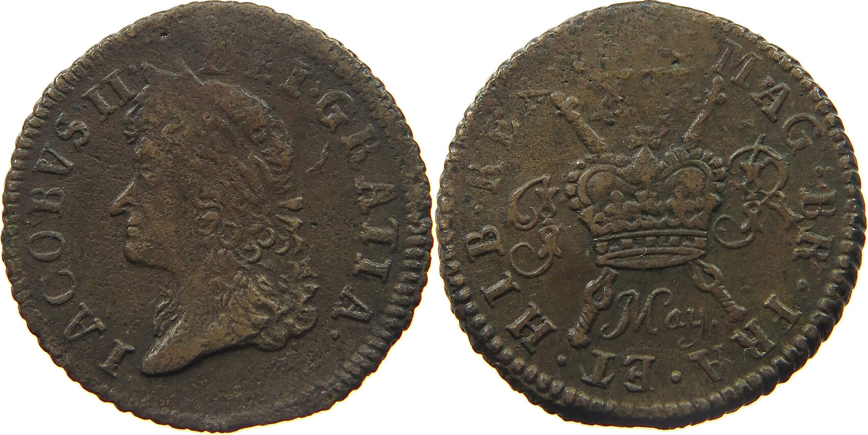 IRELAND SHILLING 1690 MAY James II. Gun Money SS | MA-Shops