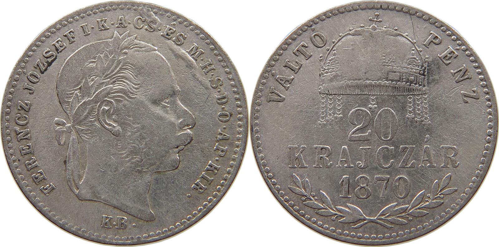 HAUS HABSBURG 20 KRAJCZAR 1870 KB FRANZ JOSEPH I. 1848-1916 SS- | MA-Shops