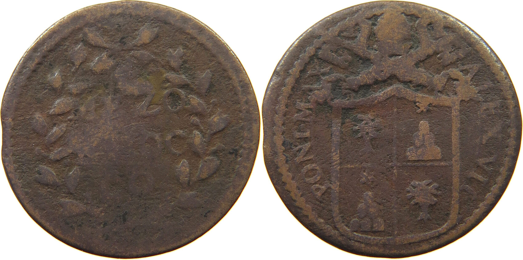 PAPAL STATES 1/2 BAIOCCO ALEXANDER VII. 1655-1667 S | MA-Shops