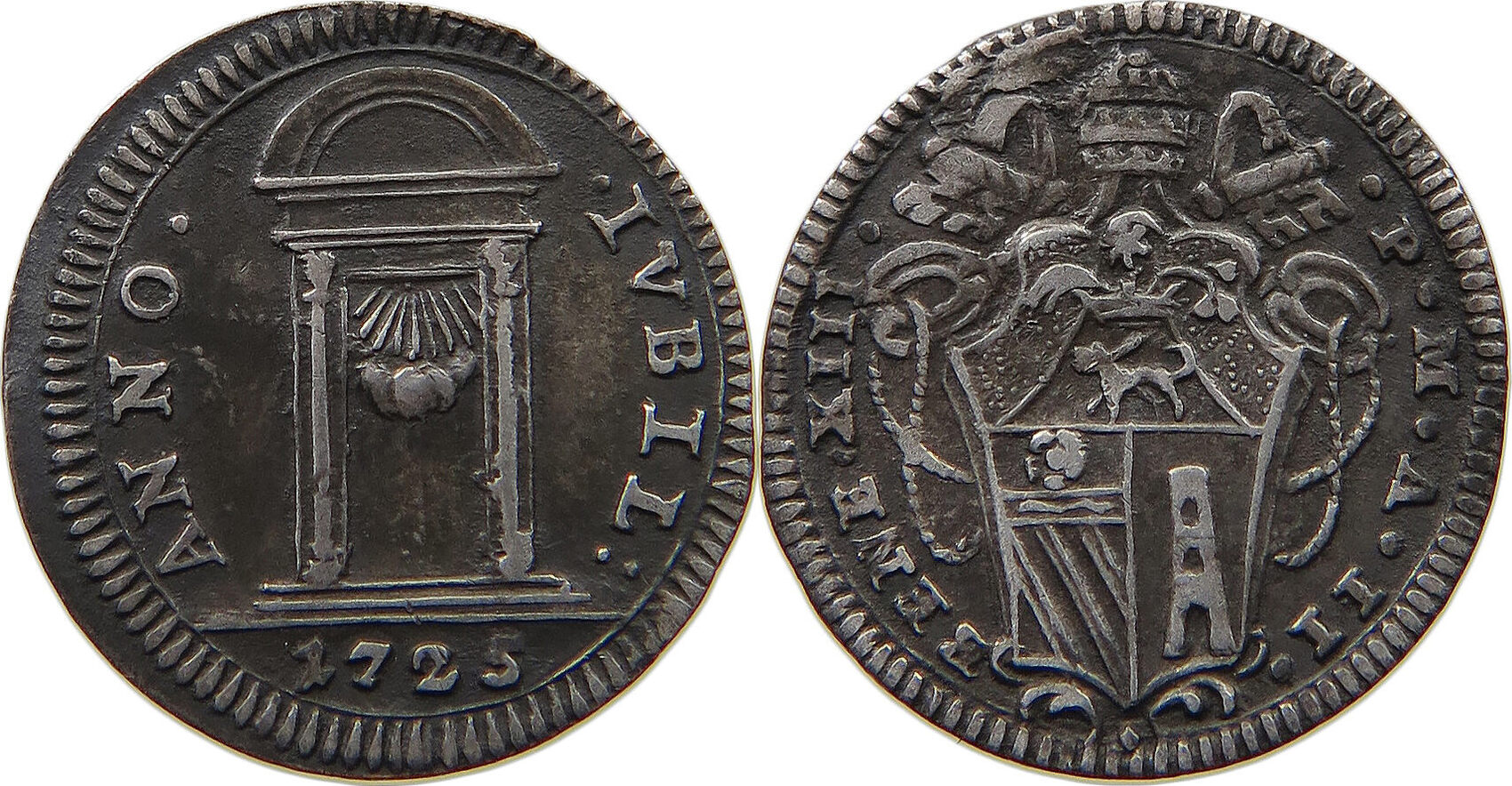 PAPAL STATES 1/2 GROSSO 1725 ANNO IVBIL BENEDICT XIII. SS | MA-Shops