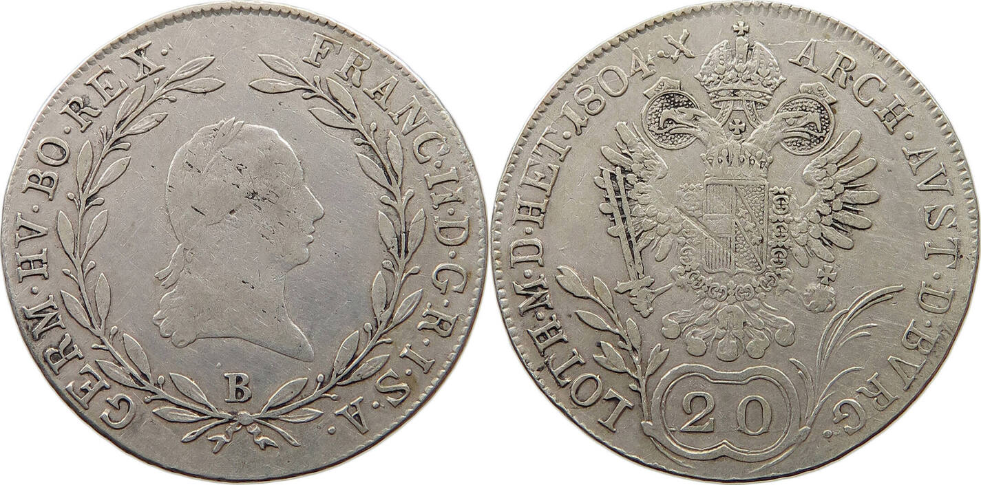 HAUS HABSBURG 20 KREUZER 1804 B FRANZ II. 1792-1835 SS | MA-Shops