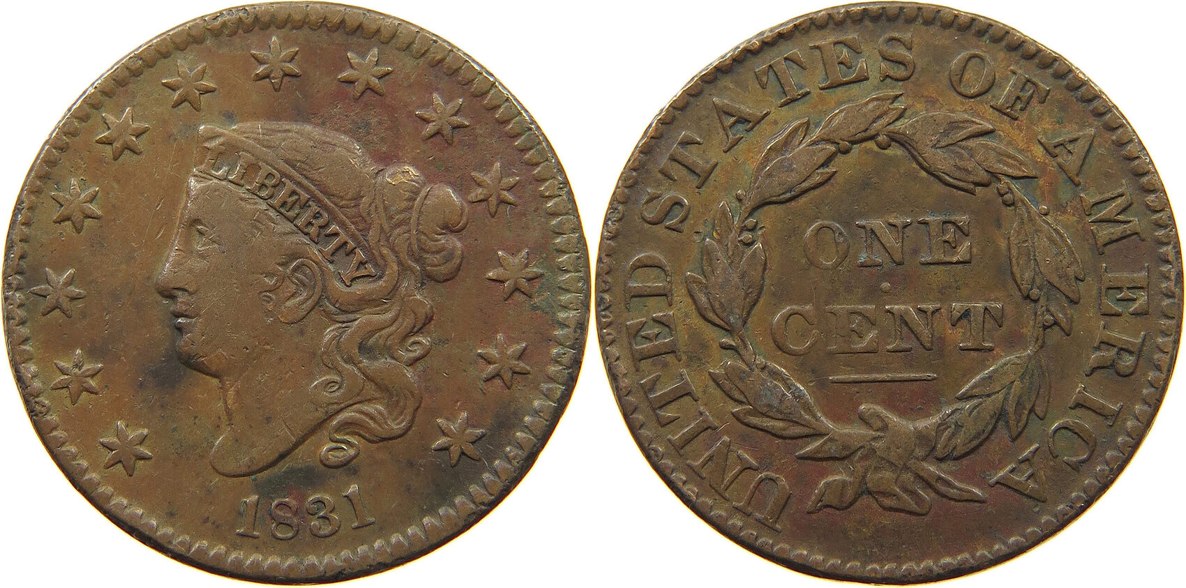 USA LARGE CENT 1831 MATRON HEAD SS | MA-Shops