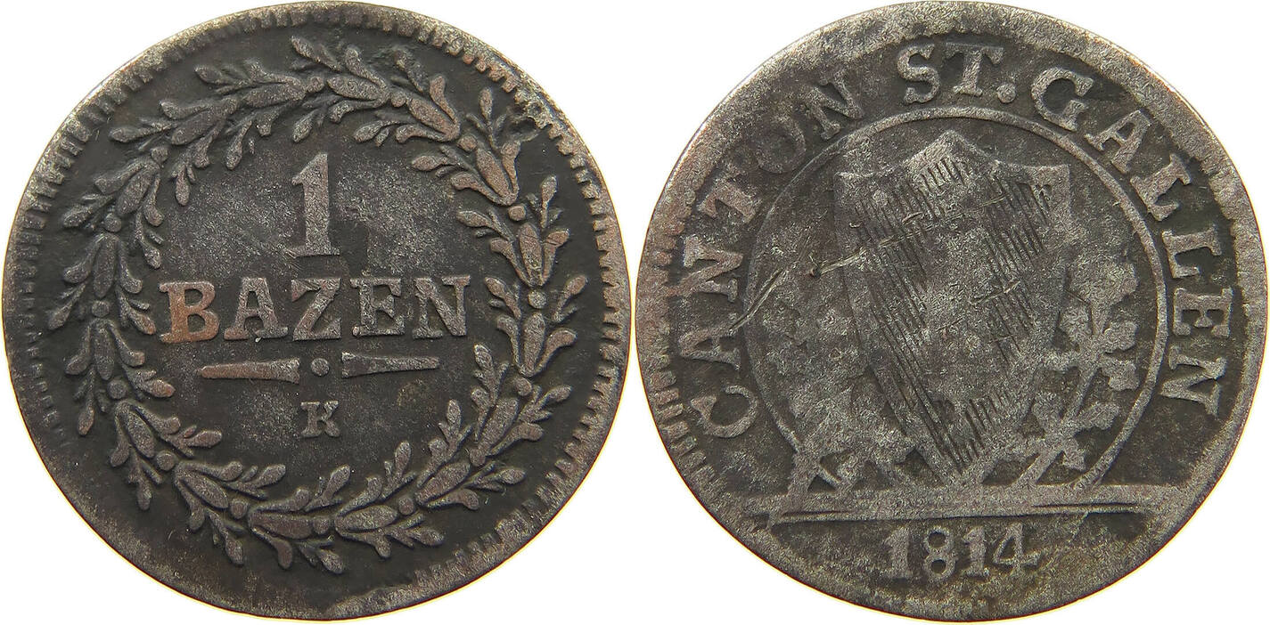 SWITZERLAND ST. GALLEN BATZEN 1814 S | MA-Shops