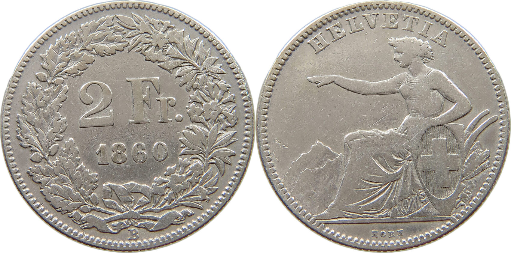 SCHWEIZ 2 FRANKEN FRANCS 1860 SELTEN SS | MA-Shops