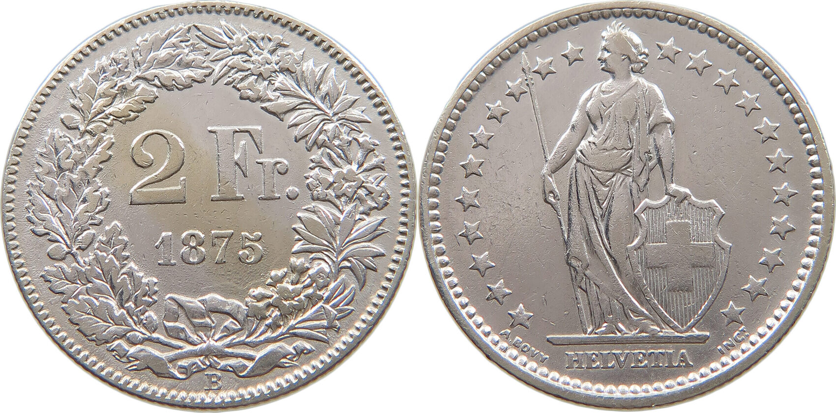 SCHWEIZ 2 FRANKEN FRANCS 1875 SELTEN SS | MA-Shops