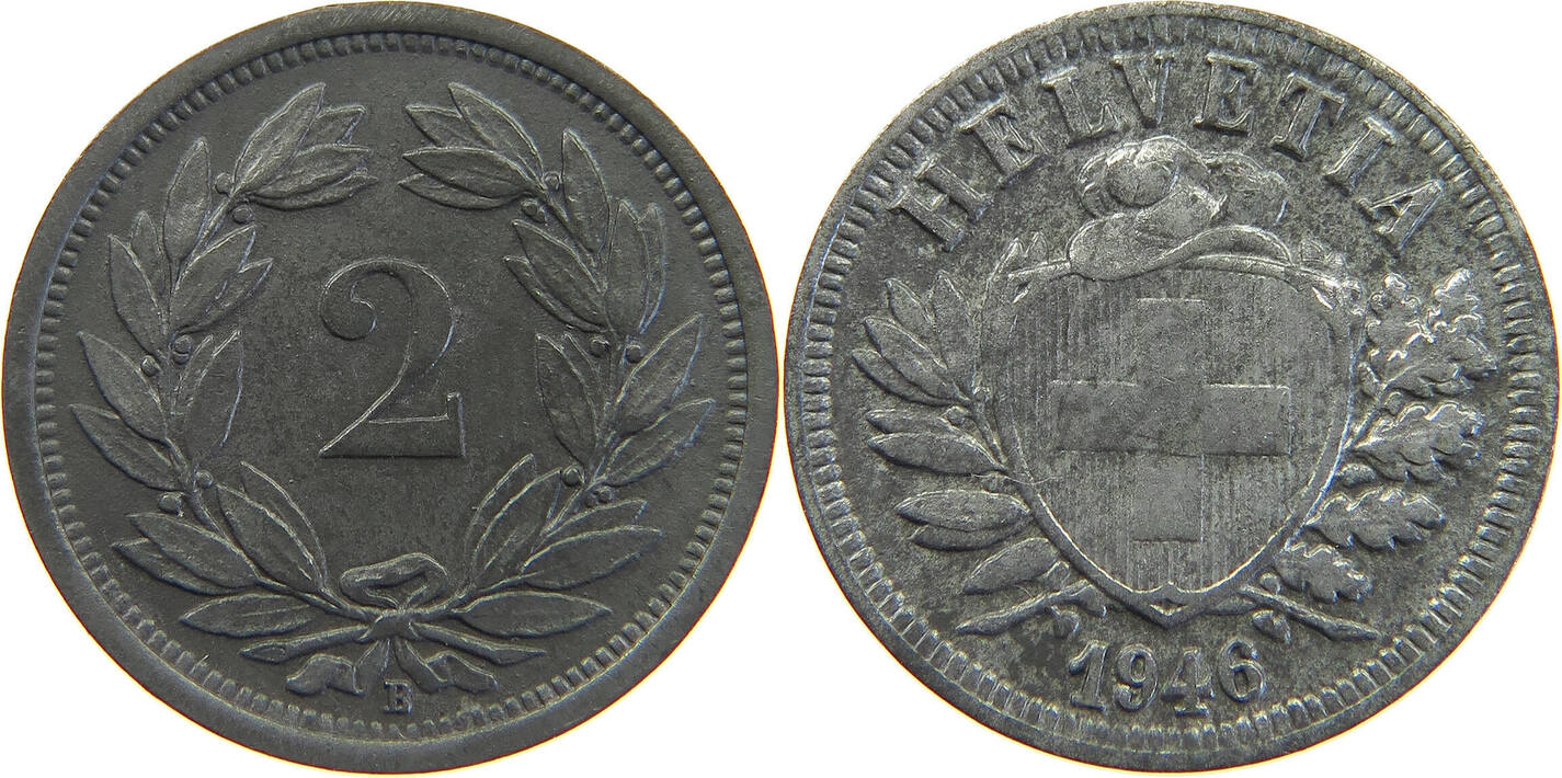 SCHWEIZ 2 RAPPEN 1946 SS-VZ | MA-Shops