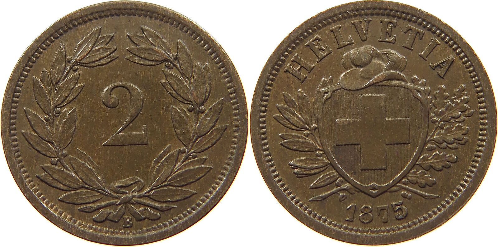 SCHWEIZ 2 RAPPEN 1875 VZ- | MA-Shops