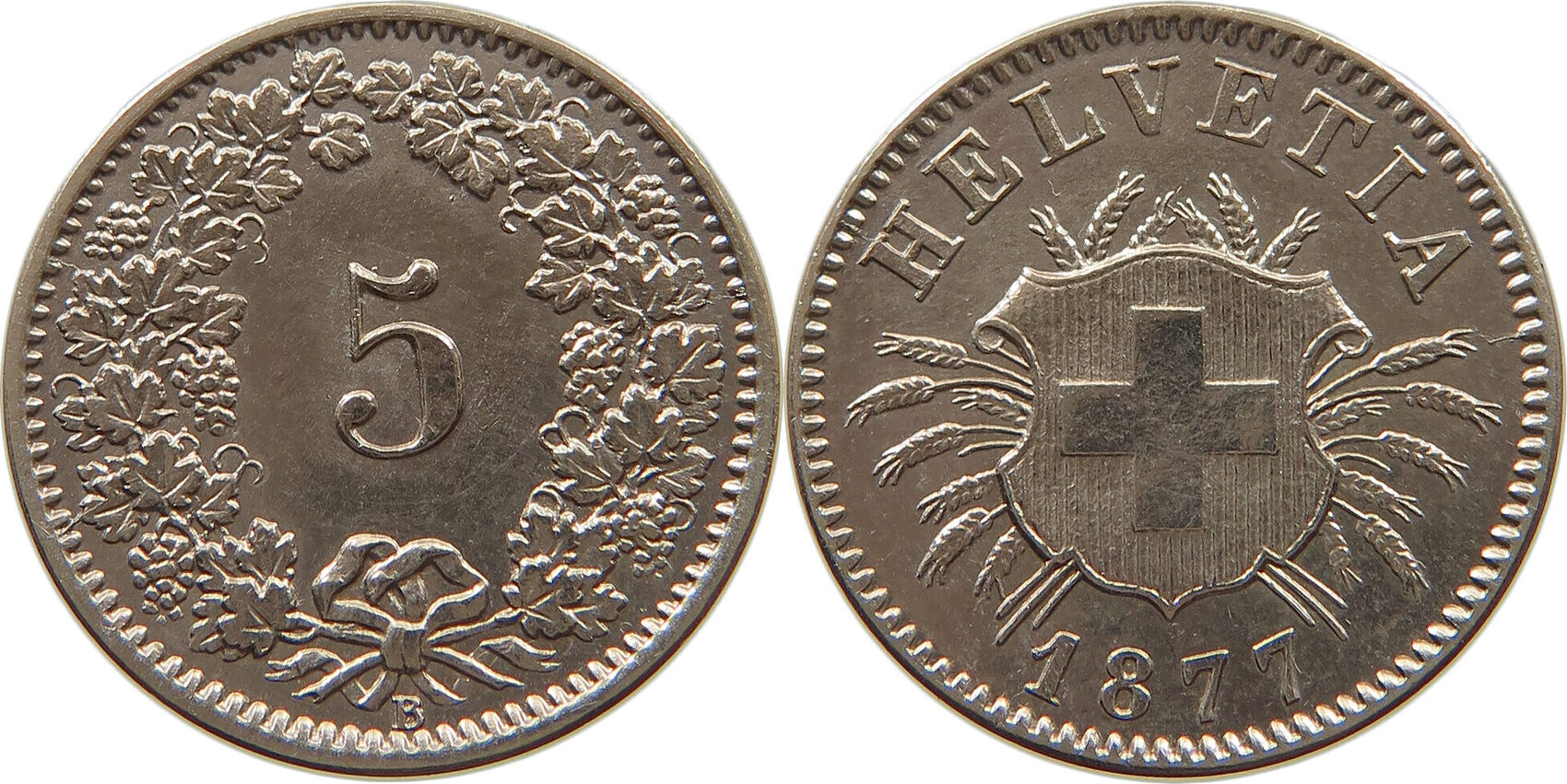 SWITZERLAND 5 RAPPEN 1877 VZ- | MA-Shops
