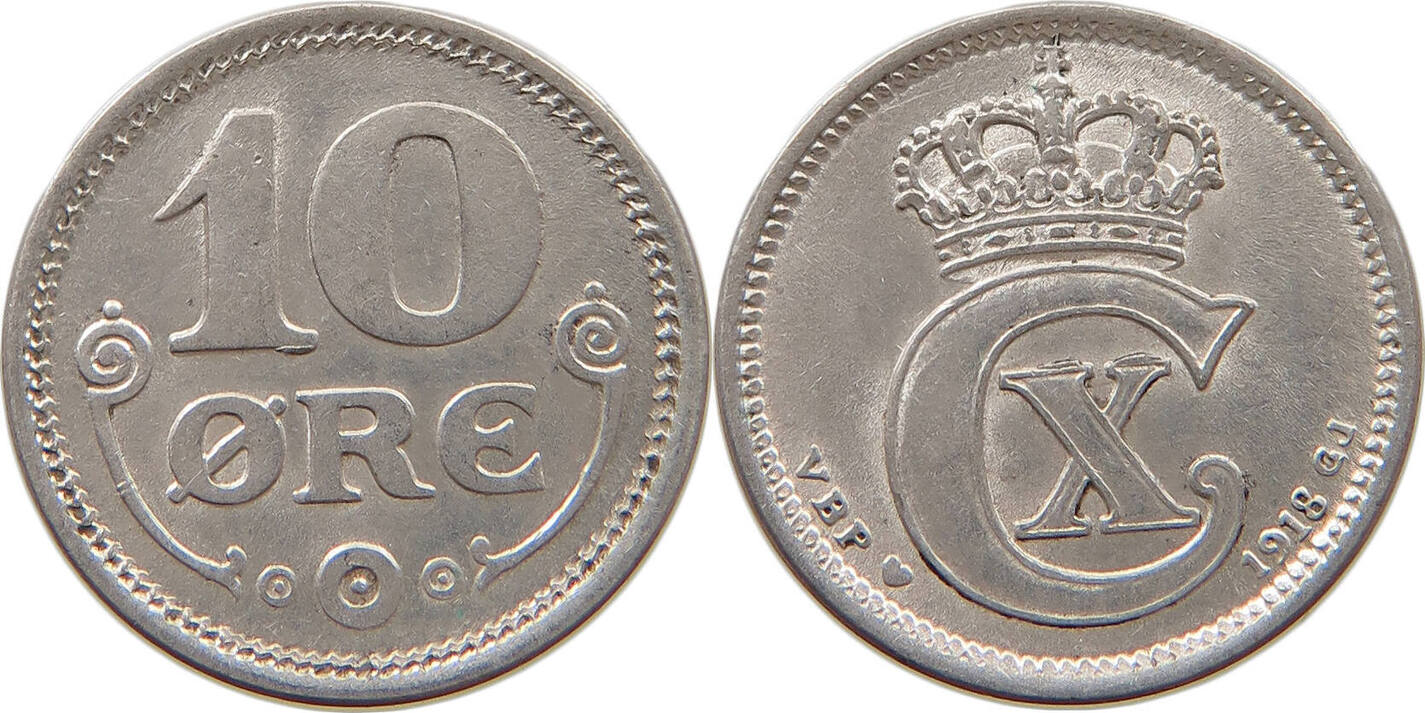 DENMARK 10 ORE 1918 SS-VZ | MA-Shops