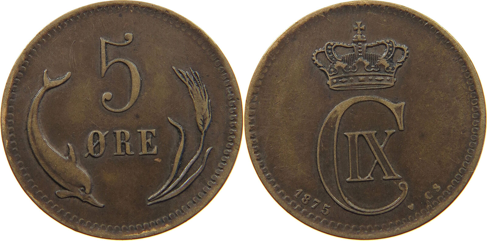 DENMARK 5 ORE 1875 RARE SS | MA-Shops