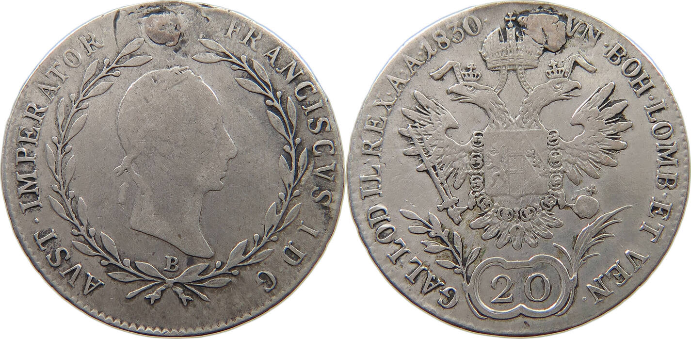 HAUS HABSBURG 20 KREUZER 1830 B FRANZ II. 1792-1835 S | MA-Shops