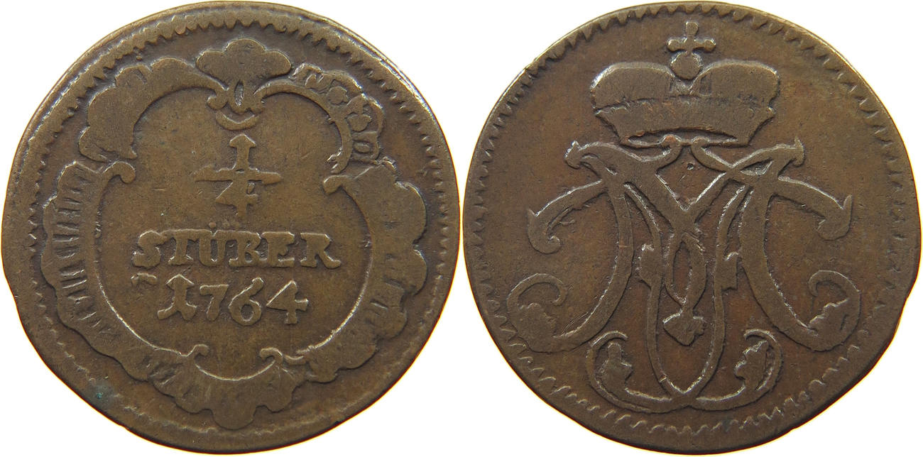 K ln Erzbistum 1 4 Stuber 1764 Maximilian Friedrich Von K nigseck 1761 k-ln-erzbistum-1-4-stuber-1764-maximilian-friedrich-von-k-nigseck-1761